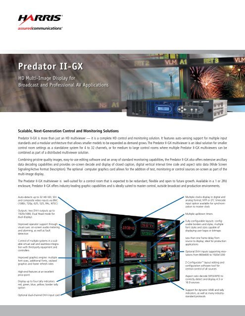 Predator II-GX - Harris Broadcast Communications - Harris ...