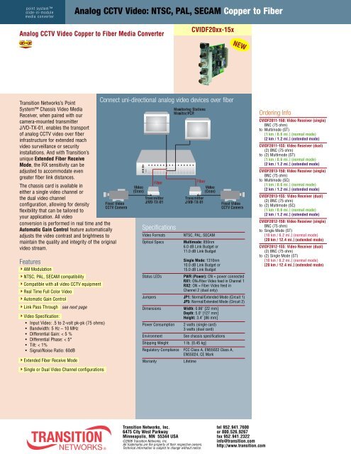 Analog CCTV Video: NTSC, PAL, SECAM Copper to Fiber