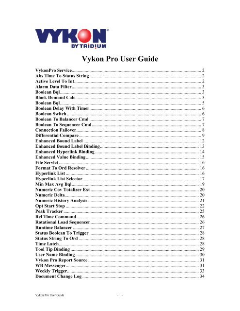 Vykon Pro User Guide