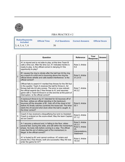 FIBA Practice Exam #2 - The EBOA