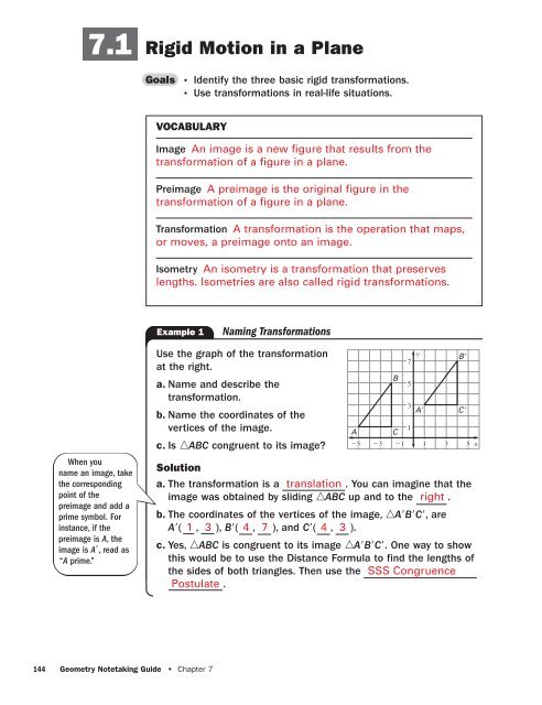 7.1 Rigid Motion in a Plane