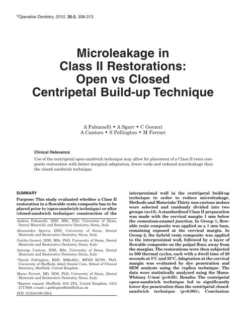 Open vs Closed Centripetal Build-up Technique - Osteocom.net
