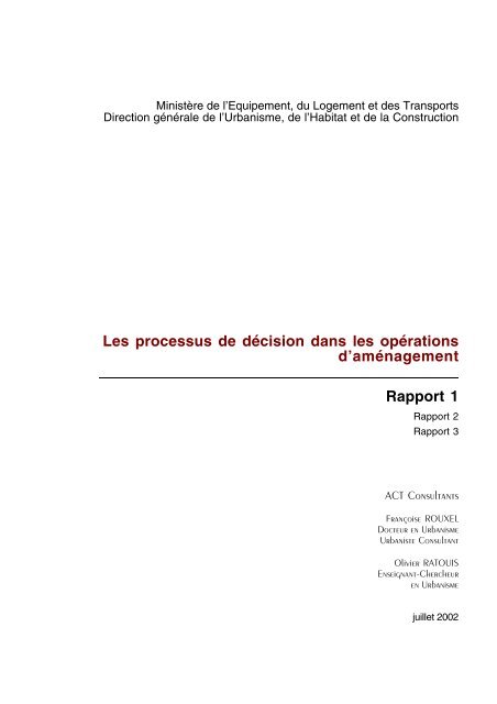 Les processus de dÃ©cision dans les opÃ©rations d'amÃ©nagement