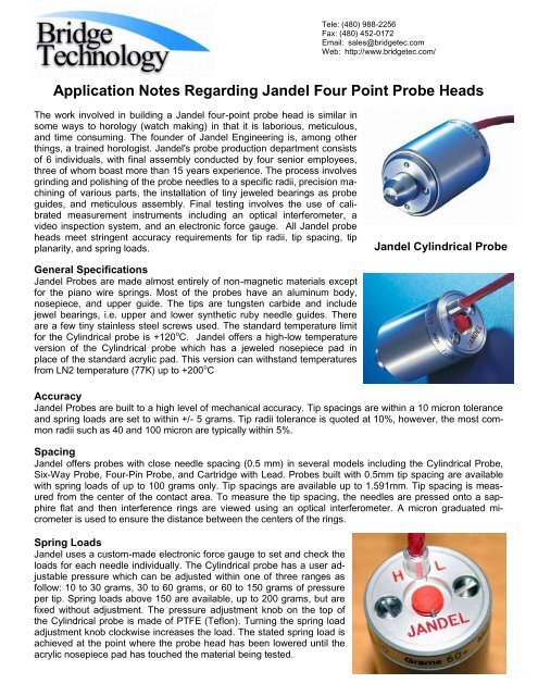 Probe Head Application Notes - Four Point Probes