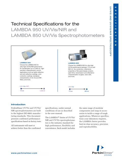 LAMBDA 950 UV/Vis/NIR and LAMBDA 850 UV/Vis ... - PerkinElmer