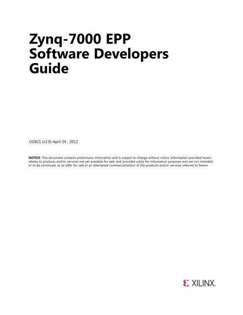 Xilinx Zynq-7000 EPP Software Developers Guide