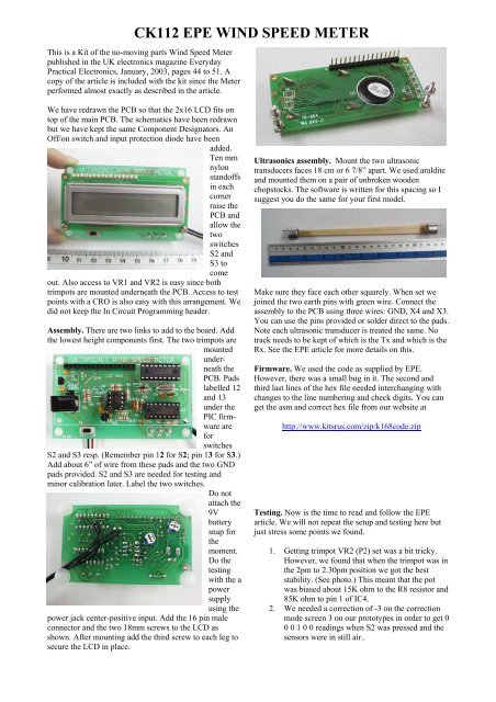CK112 EPE WIND SPEED METER - Carl's Electronic Kits