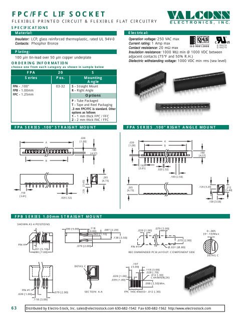 FPC/FFC LIF Socket [pdf] - Electro-Stock, Inc. Home Page