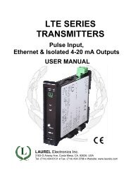LT Transmitters, Analog Input, 4-20 mA Output ... - Laurel Electronics