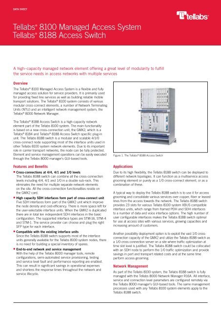 Tellabs 8100 Managed Access System: Tellabs 8188 Access Switch