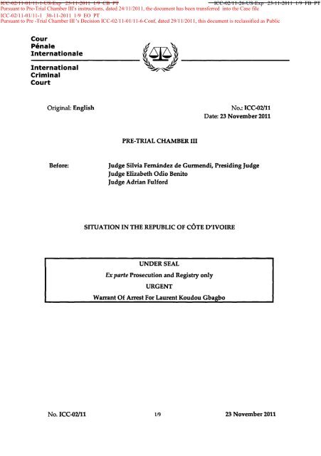 Warrant Of Arrest - ICC