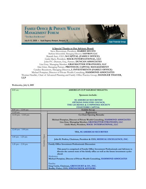 A Special Thanks to Our Advisory Board - Handler Thayer, LLP