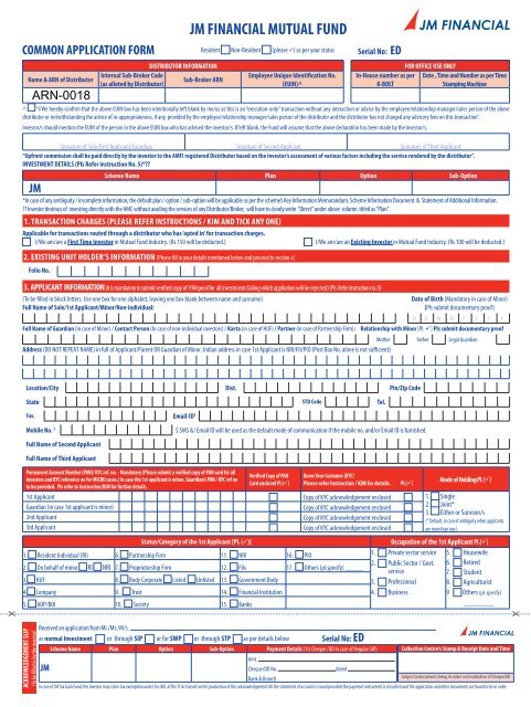 common application form jm financial mutual fund - Finapolis