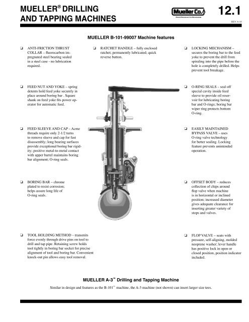 MUELLERÂ® DRILLING AND TAPPING MACHINES