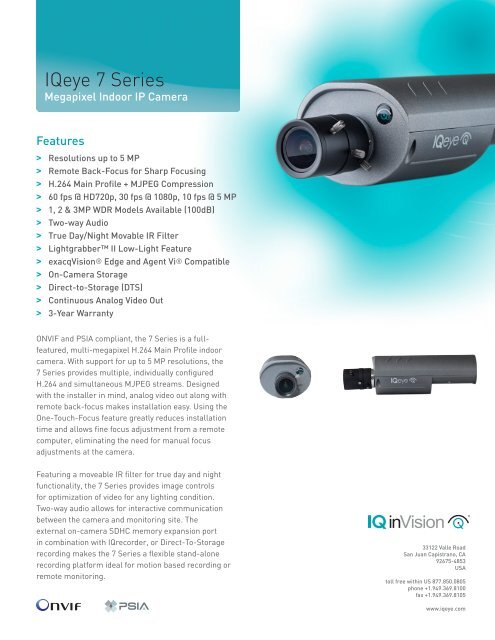 IQeye 7 Series Cameras - IQinVision