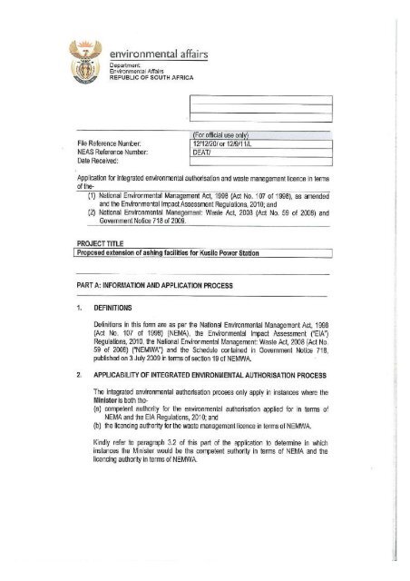Appendix B - Integrated EIA Application form, EAP Declaration