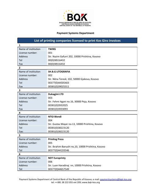 List of printing companies licensed to print Kos Giro invoices.pdf