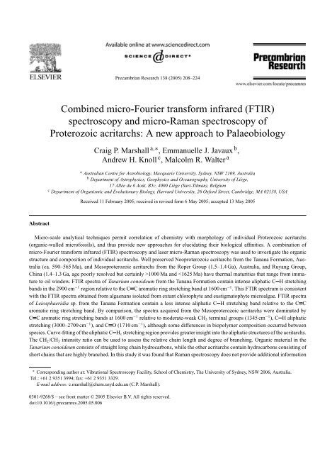 Combined micro-Fourier transform infrared (FTIR) spectroscopy and ...