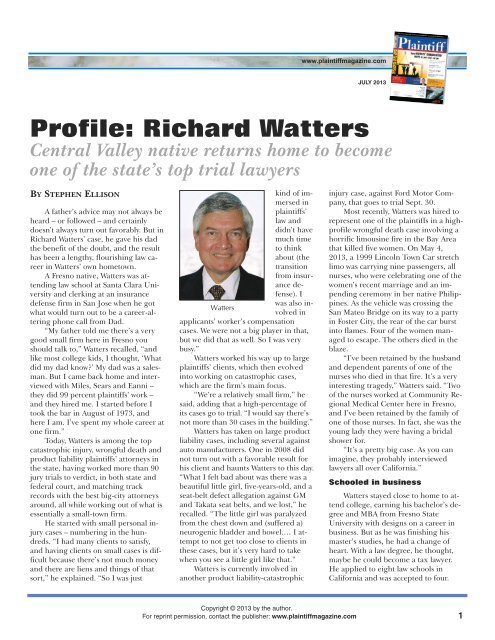 Profile: Richard Watters - Plaintiff