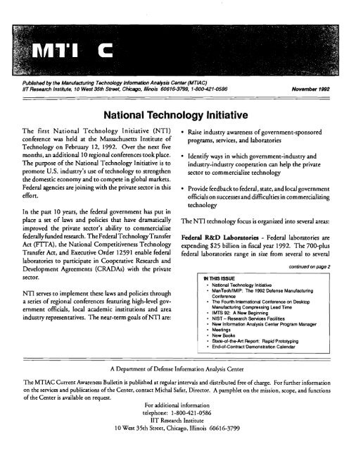 National Technology Initiative - Advanced Materials, Manufacturing ...
