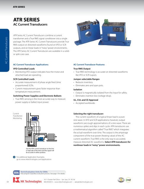 ATR Series AC Current Transducers - NK Technologies ATR Series AC Current Transducers - NK Technologies