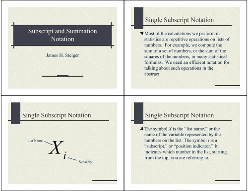 Subscript And Summation Notation Single Subscript Statpower 8458
