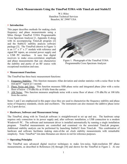 Clock Measurements Using the TimePod 5330A with TimeLab and ...