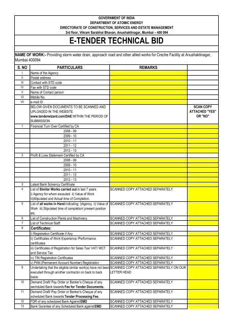 E-TENDER TECHNICAL BID - dcsem