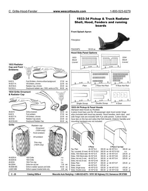 Vintage Car & Truck Lighting & Lamps 1934 Ford Passenger Car V8 grille ...