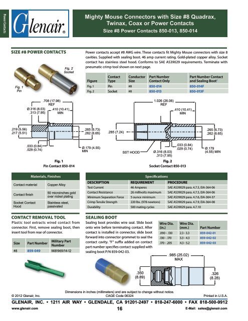 Mighty Mouse Connectors with Size #8 Quadrax ... - Glenair, Inc.