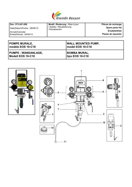 POMPE MURALE, modèle EOS 10-C18 WALL ... - Kremlin Rexson