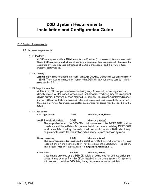 D3D System Requirements Installation and ... - LAPS - NOAA