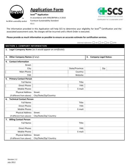 Application Form - SCS Global Services