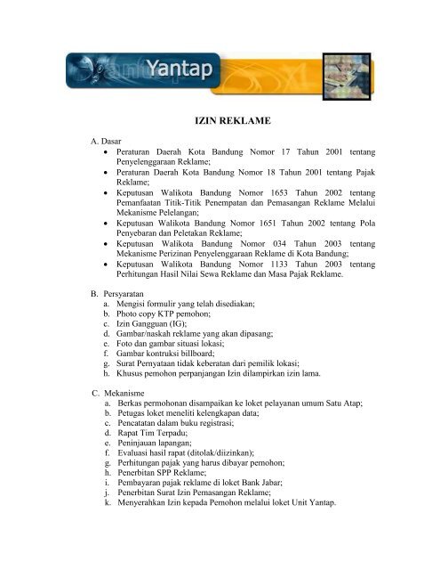 IZIN REKLAME - Pemerintah Kota Bandung