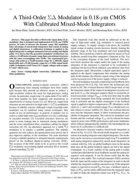 A Third-Order Sigma-Delta Modulator in 0.18um CMOS with ...