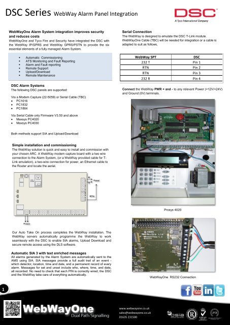 DSC Series WebWay Alarm Panel Integration - WebWayOne
