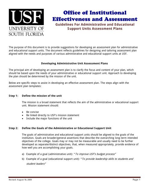 Administrative and Educational Support Unit Assessment Guidelines