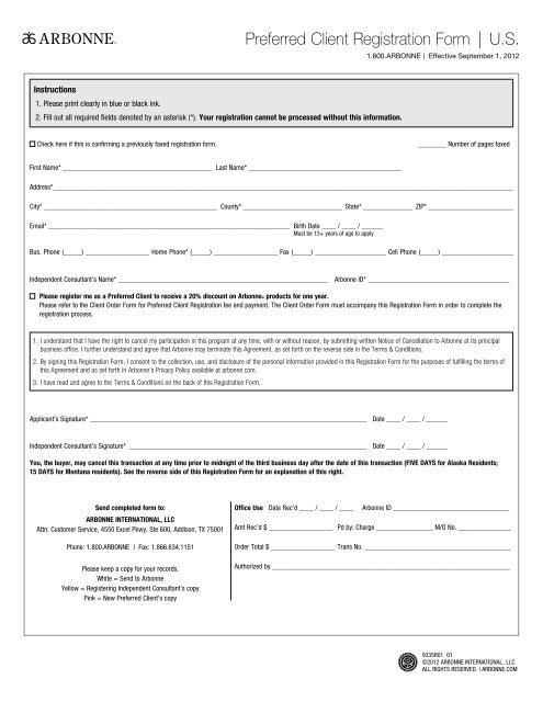 Preferred Client Registration Form | U.S. - Work From Home