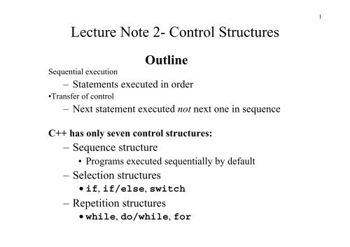 Lecture Note 2 Control Structures
