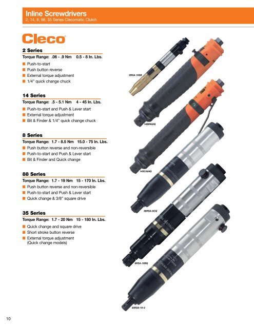 Cleco Inline Screwdrivers