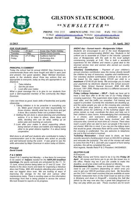 newsletter-2013-04-24 - Gilston State School