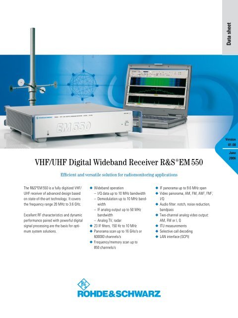 VHF/UHF Digital Wideband Receiver R&S EM 550 - Rohde & Schwarz