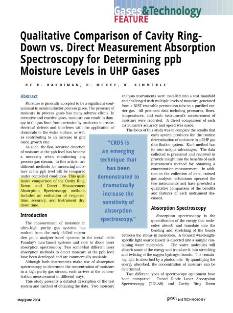 Qualitative Comparison of Cavity Ring- Down vs ... - Tiger Optics