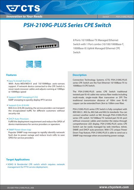 PSH-2109G-PLUS Series CPE Switch - connection technology ...