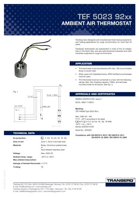Datasheet - Tranberg
