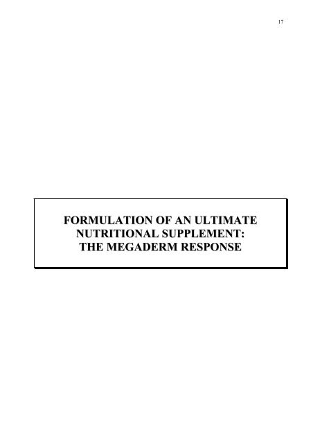 FORMULATION OF AN ULTIMATE NUTRITIONAL SUPPLEMENT ...