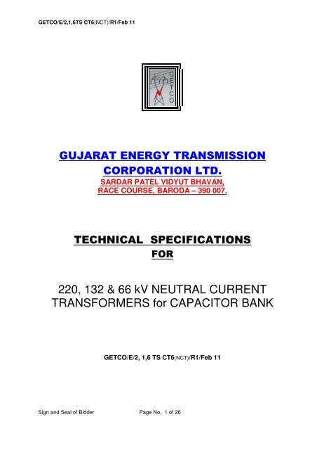 220, 132 & 66 kV NEUTRAL CURRENT TRANSFORMERS for ...