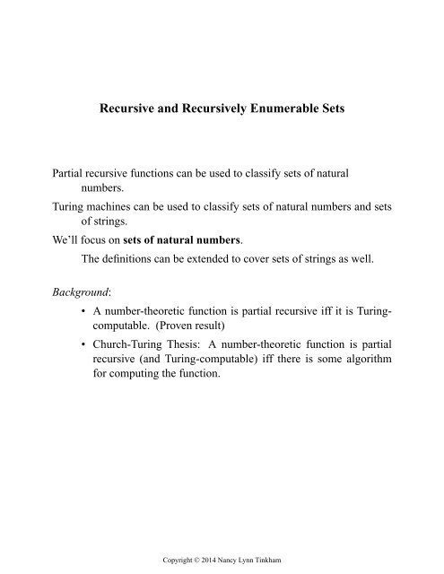 Recursive And Recursively Enumerable Sets Chapter 3 Pdf
