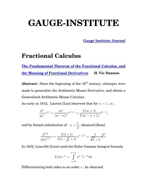 Fractional Calculus