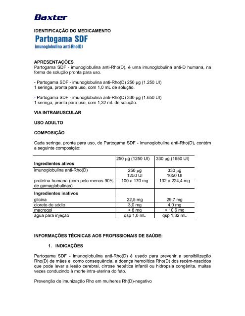imunoglobulina anti-Rho(D) - Baxter
